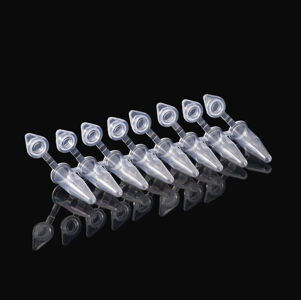 Strips of 8 PCR tubes with attached caps | Microtubes and PCR strips ...